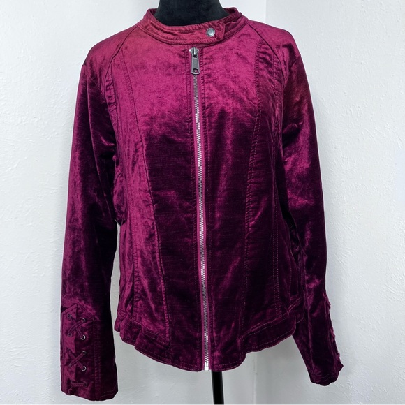 torrid | Jackets & Coats | Torrid Wine Red Crushed Velvet Jacket Coat ...